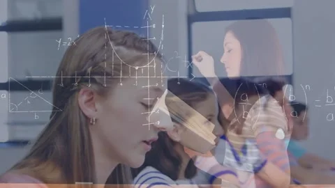 Animation of math graphs over class of d... | Stock Video | Pond5