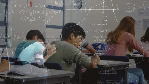 Animation of math graphs over class of d... | Stock Video | Pond5