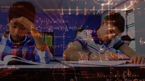 Animation of math graphs over class of d... | Stock Video | Pond5