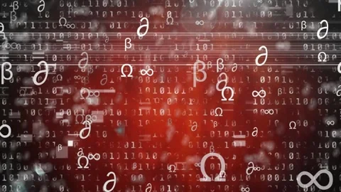 Animation of math symbols and binary cod... | Stock Video | Pond5
