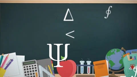 Animation of math symbols over school ic... | Stock Video | Pond5