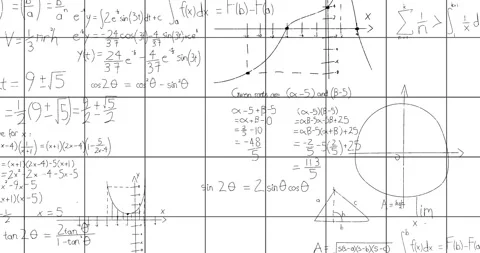 Animation of mathematical equations and ... | Stock Video | Pond5