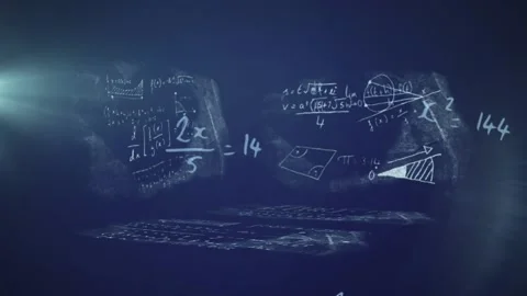 Animation of mathematical equations over... | Stock Video | Pond5