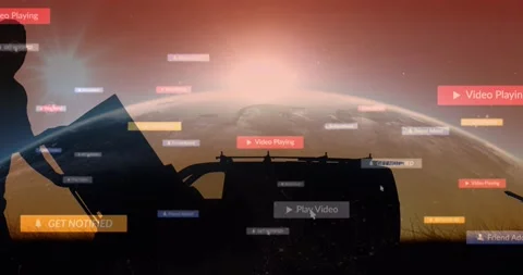 Animation of media icons and car over gl... | Stock Video | Pond5