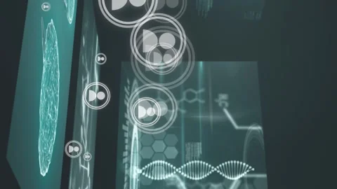 Animation of media icons and data proces... | Stock Video | Pond5