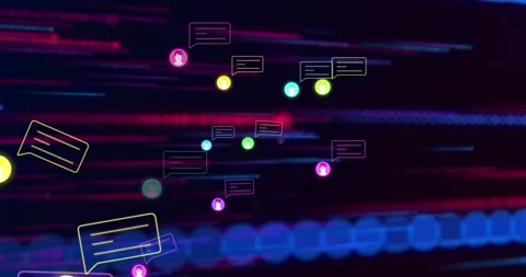 Animation of media icons and shapes over... | Stock Video | Pond5