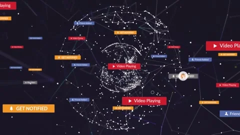 Animation of media icons and shapes over... | Stock Video | Pond5