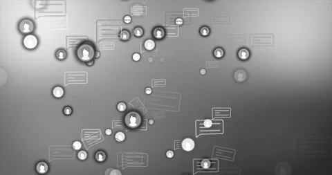 Animation of media icons and speech bubb... | Stock Video | Pond5