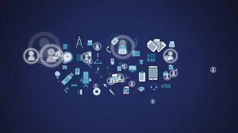 Animation of media icons on blue backgro... | Stock Video | Pond5