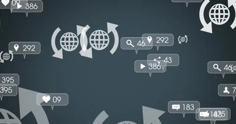 Animation of media icons on gray backgro... | Stock Video | Pond5