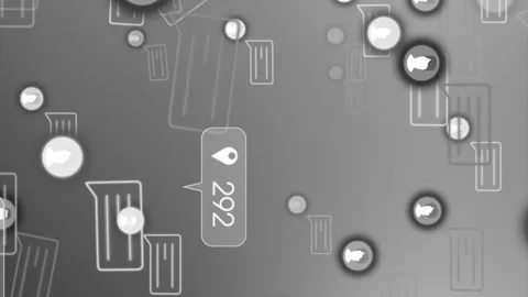 Animation of media icons on gray backgro... | Stock Video | Pond5
