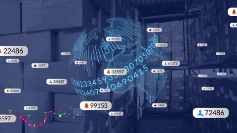 Animation of media icons over globe and ... | Stock Video | Pond5