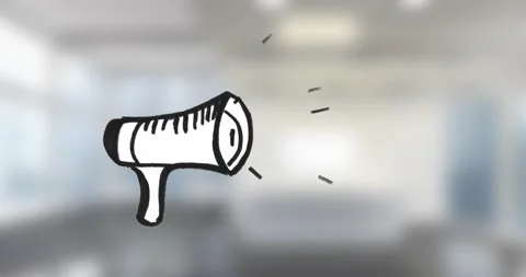 Animation of megaphone over out of focus... | Stock Video | Pond5