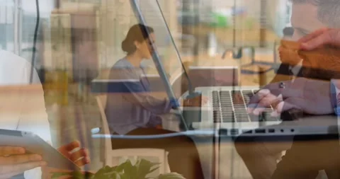 Animation of men using computer over div... | Stock Video | Pond5