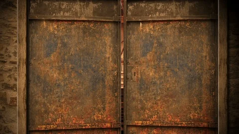 animation - metal door opening to sci fi... | Stock Video | Pond5