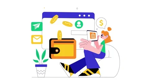 Animation of Mobile Banking Vector Illus... | Stock Video | Pond5