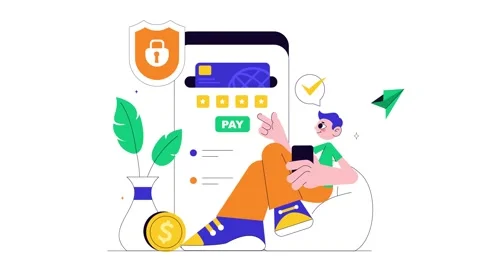 Animation of Mobile Banking Vector Illus... | Stock Video | Pond5