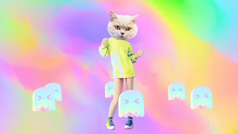 Animation modern design. Kitty dancing i... | Stock Video | Pond5