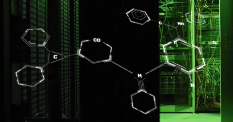 Animation of molecule structures over il... | Stock Video | Pond5