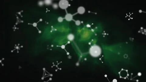 Animation of molecules spinning on green... | Stock Video | Pond5