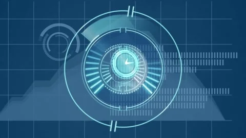 Animation of moving clock and scope scan... | Stock Video | Pond5