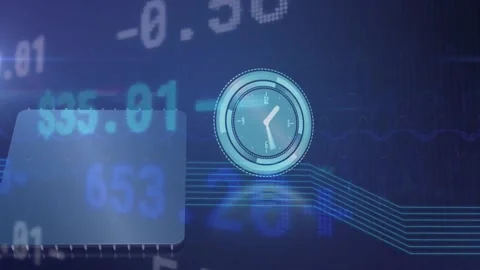 Animation of moving clock and stock mark... | Stock Video | Pond5