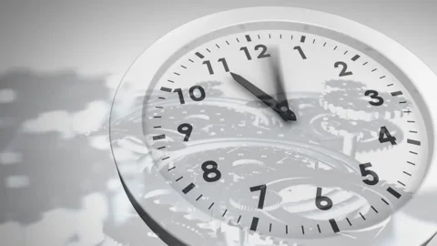 Animation of moving clock over cog wheel... | Stock Video | Pond5