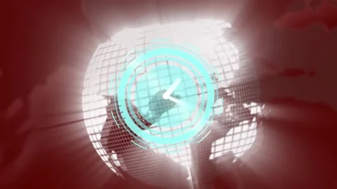 Animation of moving clock over globe on ... | Stock Video | Pond5