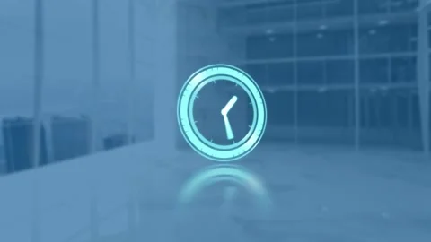 Animation of moving clock over office in... | Stock Video | Pond5