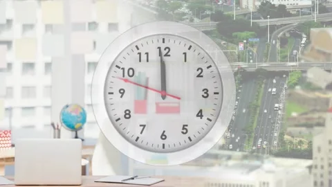 Animation of moving clock over road and ... | Stock Video | Pond5