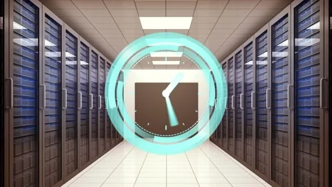 Animation of moving clock over server ro... | Stock Video | Pond5