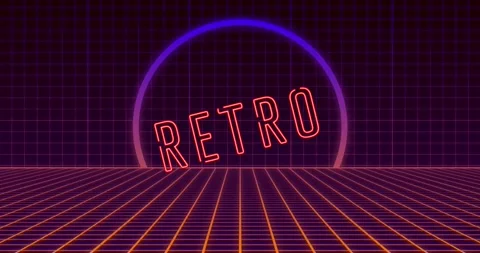 Animation of moving retro text in neon l... | Stock Video | Pond5