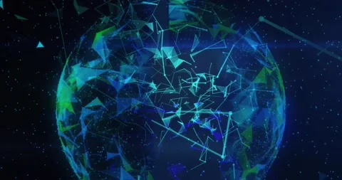 Animation of moving shapes and globe on ... | Stock Video | Pond5