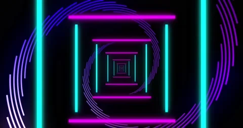 Animation of moving shapes on black back... | Stock Video | Pond5