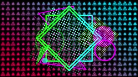 Animation of moving shapes on black back... | Stock Video | Pond5