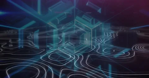 Animation of moving shapes over digital ... | Stock Video | Pond5