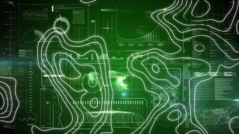 Animation of moving topographical chart ... | Stock Video | Pond5