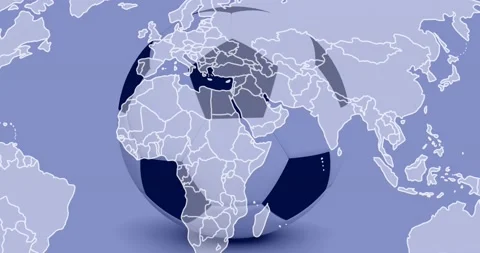 Animation of moving world map over footb... | Stock Video | Pond5