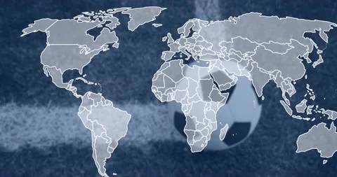 Animation of moving world map over footb... | Stock Video | Pond5