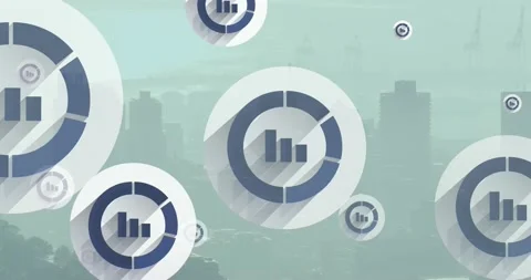 Animation of multiple bar graph icons fl... | Stock Video | Pond5