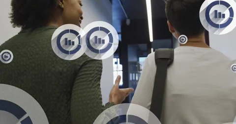 Animation of multiple bar graph icons fl... | Stock Video | Pond5