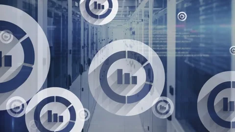 Animation of multiple bar graph icons fl... | Stock Video | Pond5