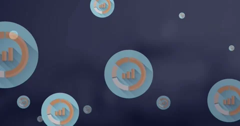 Animation of multiple bar graph icons fl... | Stock Video | Pond5
