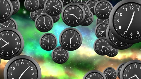 Animation of multiple clocks over vibran... | Stock Video | Pond5