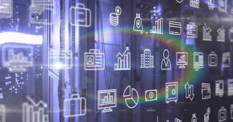 Animation of multiple digital icons and ... | Stock Video | Pond5