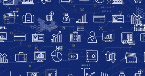 Animation of multiple digital icons and ... | Stock Video | Pond5