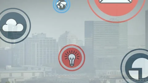 Animation of multiple digital icons floa... | Stock Video | Pond5