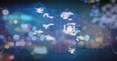 Animation of multiple digital icons over... | Stock Video | Pond5
