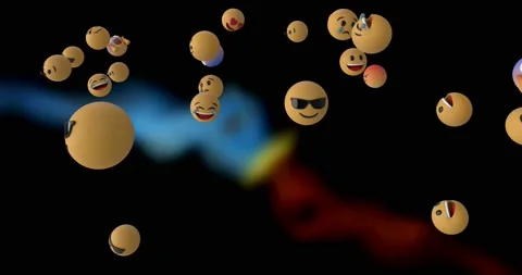 Animation of multiple emojis falling ove... | Stock Video | Pond5
