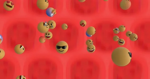 Animation of multiple emojis falling ove... | Stock Video | Pond5